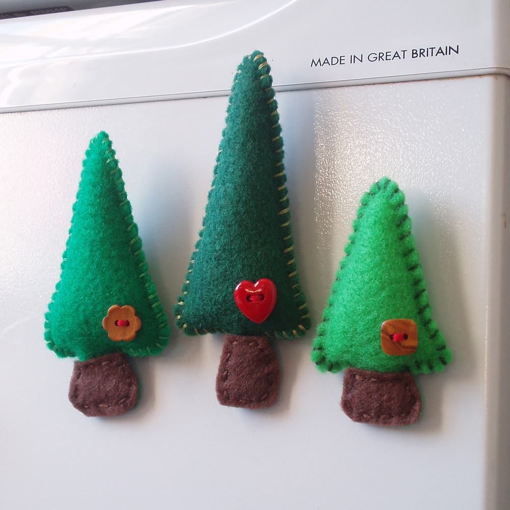 Handmade Felt Tree Magnets - Family Of 3 on Luulla